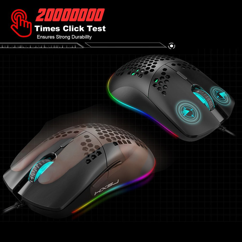 HXSJ J900 RGB Wired Gaming Mouse with Ergonomic Design and Adjustable ...