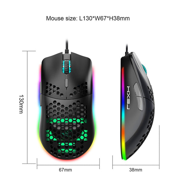 HXSJ J900 RGB Wired Gaming Mouse with Ergonomic Design and Adjustable ...