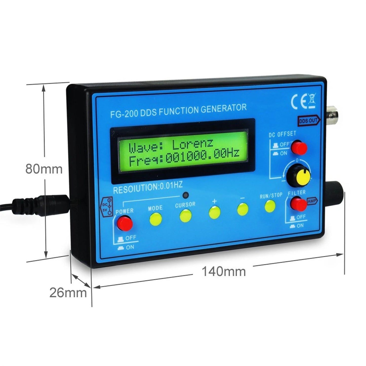 FG-200 DDS Signal Generator & Frequency Counter: 0.01Hz to 500KHz Sine ...